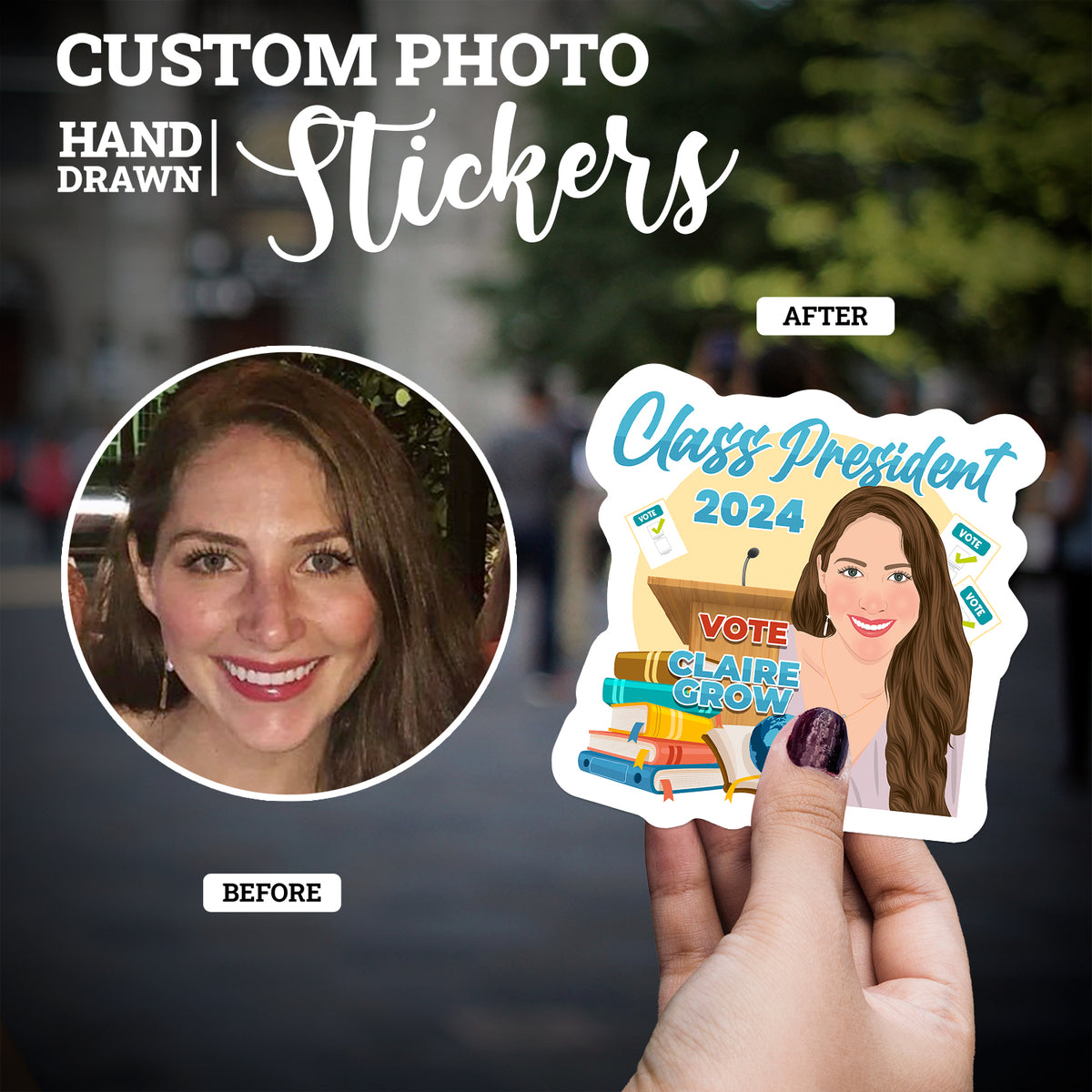 Vote for Class President Sticker Personalized – Personalized Drawing Gifts