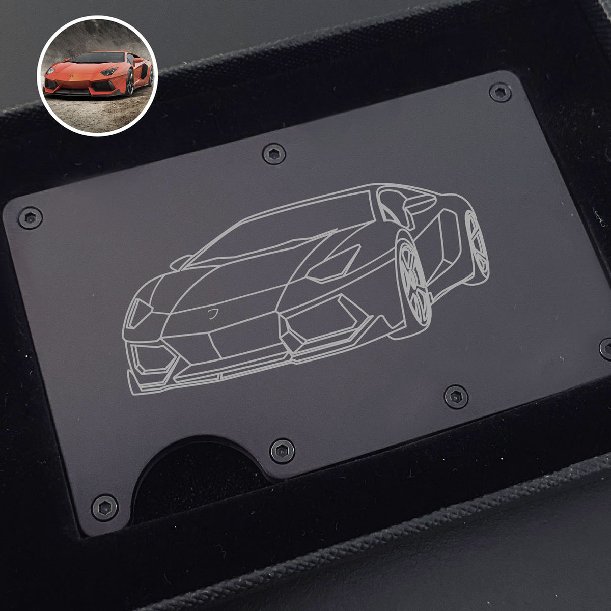 Custom Car Engraving Minimalist Wallet – Personalized Drawing Gifts