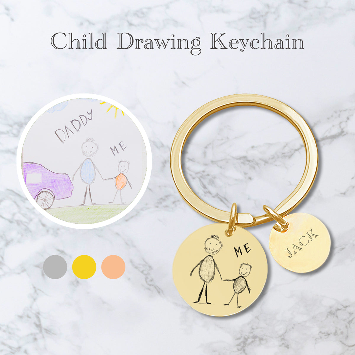 Custom Child Drawing Keychain – Personalized Drawing Gifts