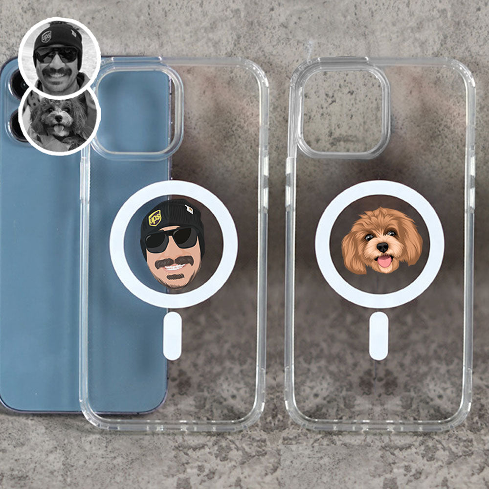 Custom Portrait Magsafe Clear Case – Personalized Drawing Gifts