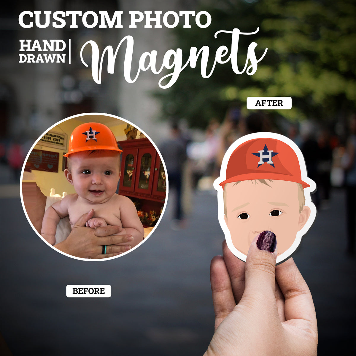 Custom Baby Face Magnets – Personalized Drawing Gifts