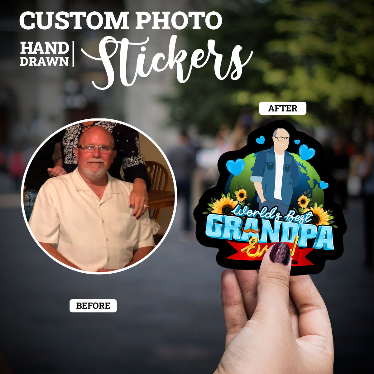 Personalized Greatest Grandpa Stickers – Personalized Drawing Gifts