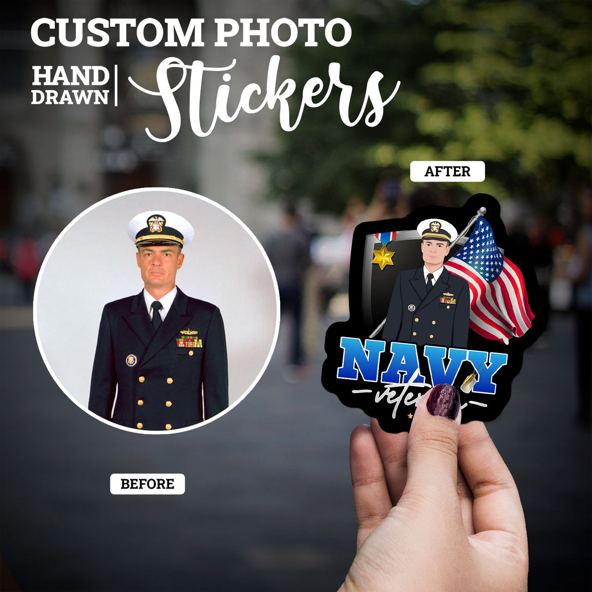 Personalized Navy Veteran Sticker – Personalized Drawing Gifts