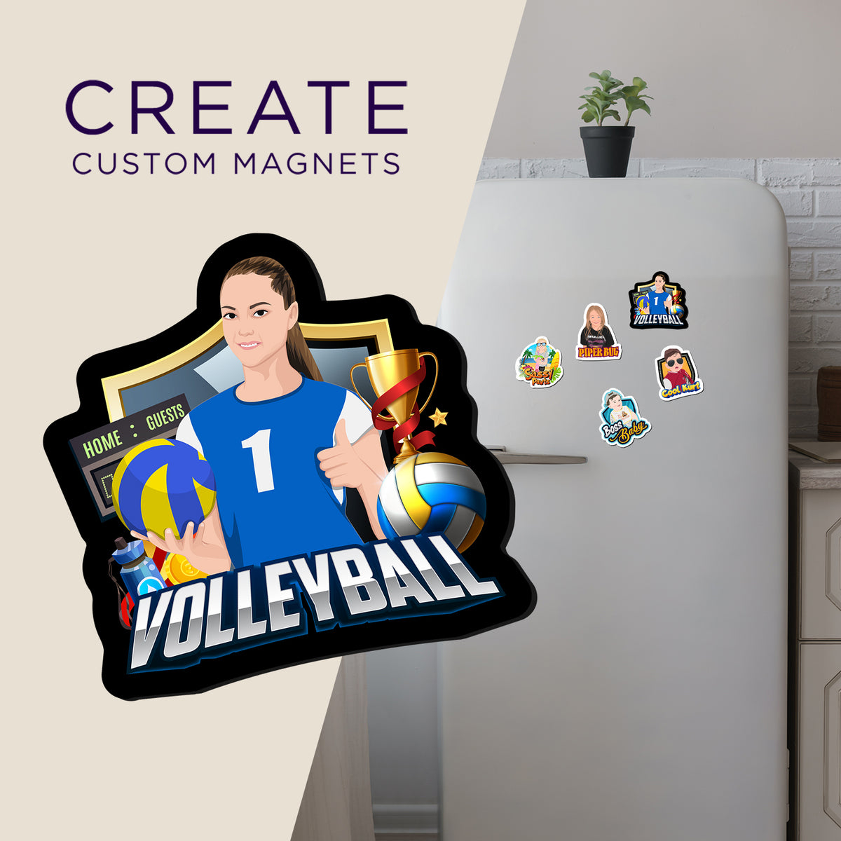 School Volleyball Magnet Personalized – Personalized Drawing Gifts