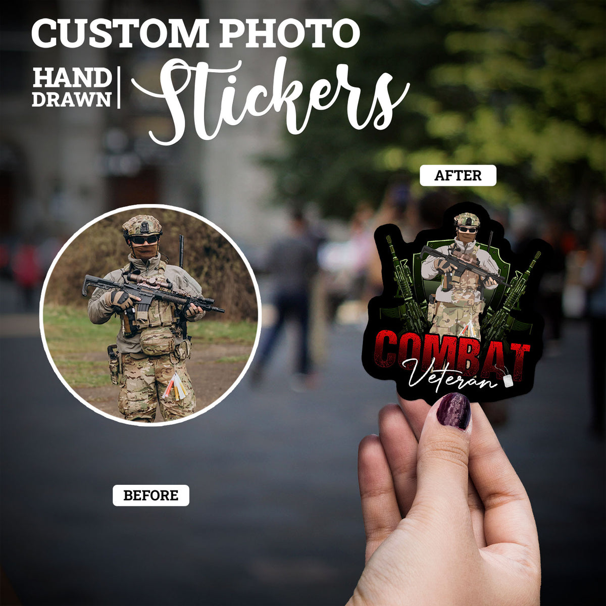Personalized combat veteran stickers – Personalized Drawing Gifts
