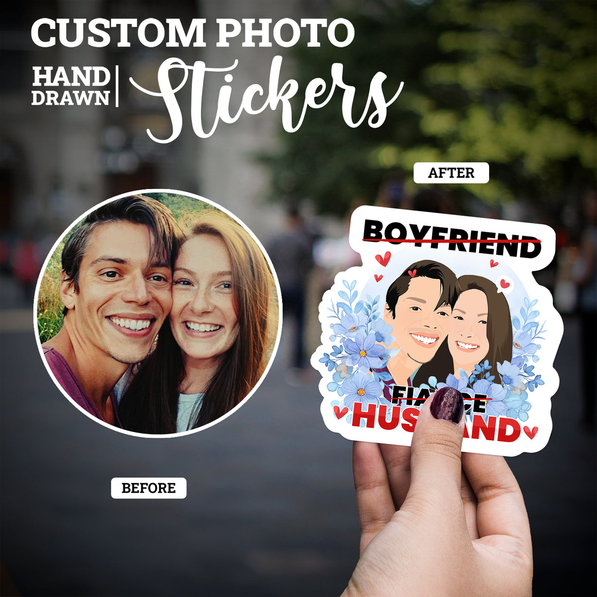 Boyfriend Fiancé Husband Sticker Personalized – Personalized Drawing Gifts