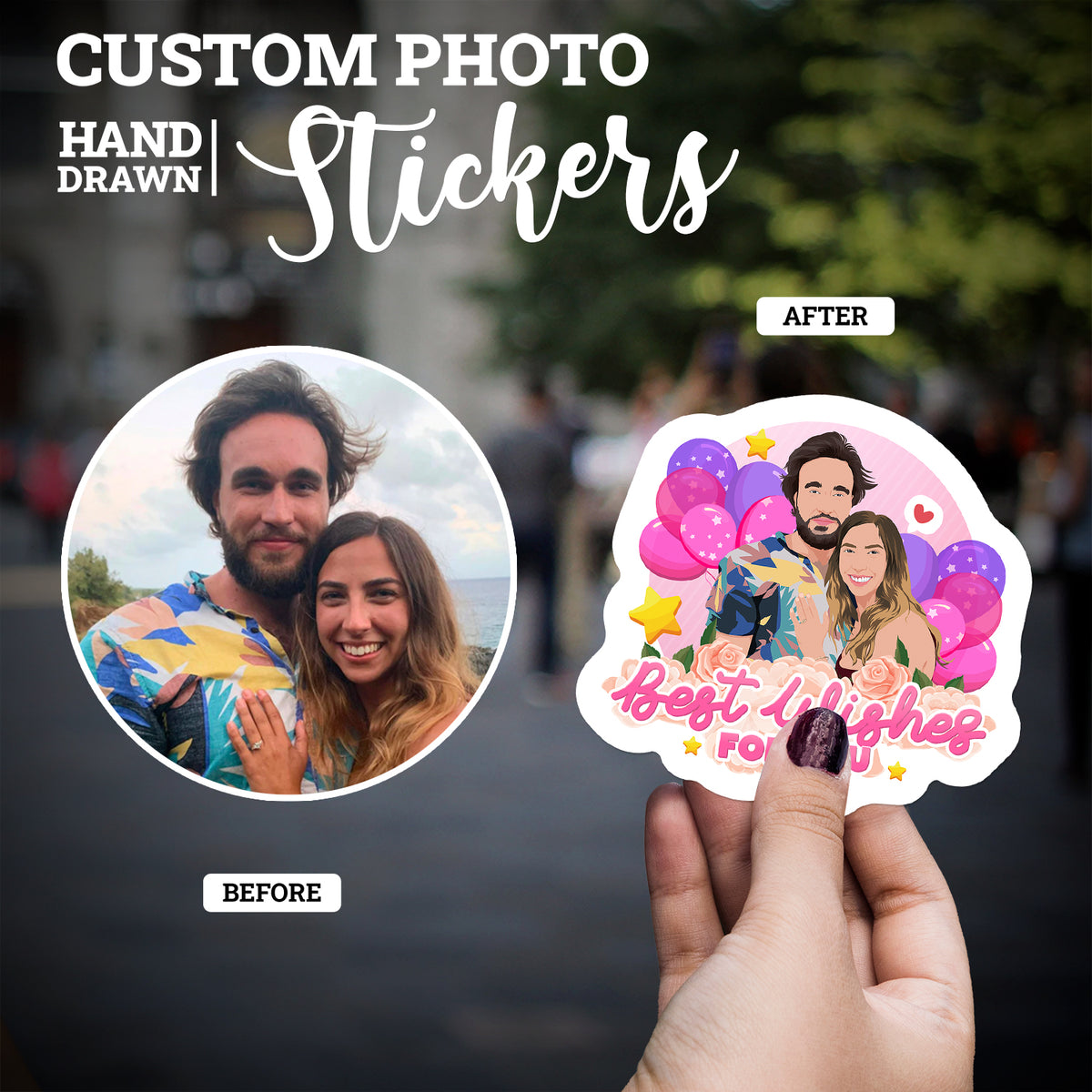Best Wishes for You Stickers Personalized – Personalized Drawing Gifts
