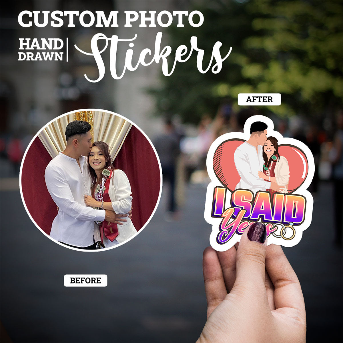 I Said Yesss Sticker Personalized – Personalized Drawing Gifts