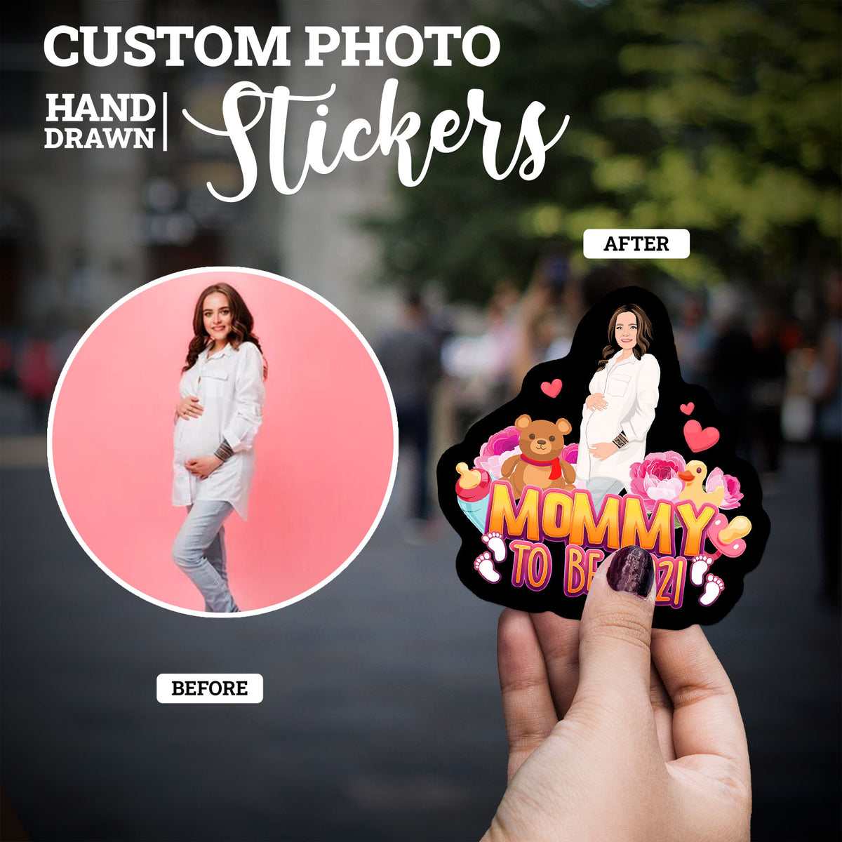 Personalized Mommy to be Stickers – Personalized Drawing Gifts
