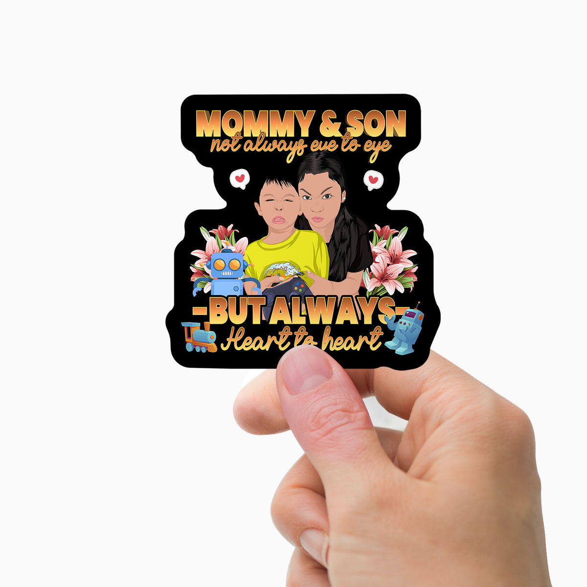 Personalized Mother with Son Stickers – Personalized Drawing Gifts