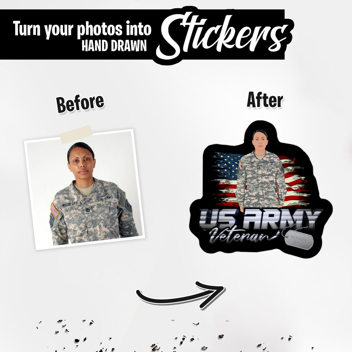 Custom Us Army Stickers Veteran – Personalized Drawing Gifts