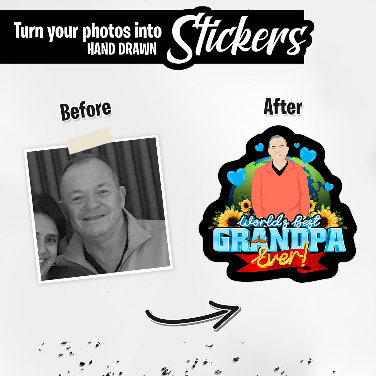 Personalized Greatest Grandpa Stickers – Personalized Drawing Gifts