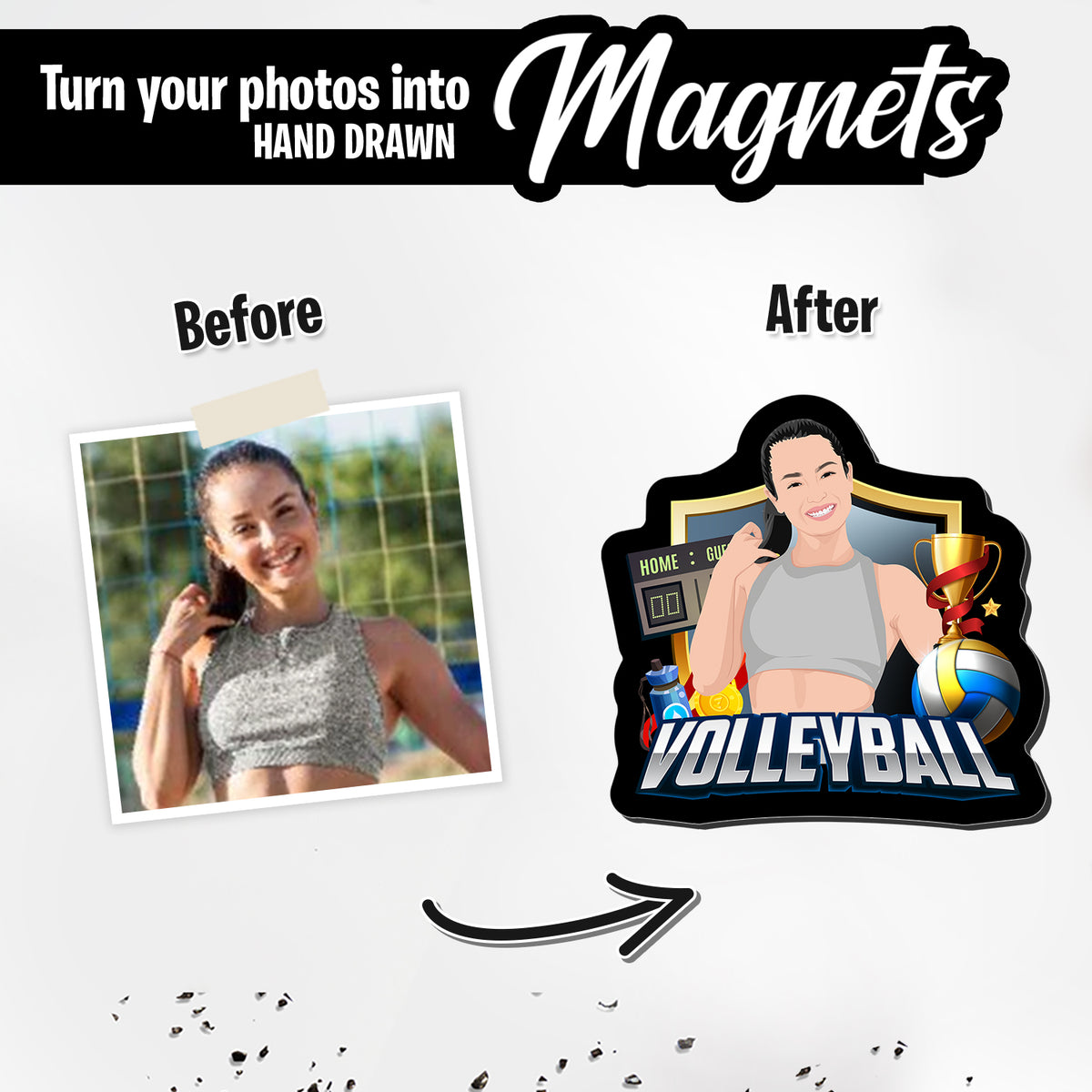 School Volleyball Magnet Personalized – Personalized Drawing Gifts