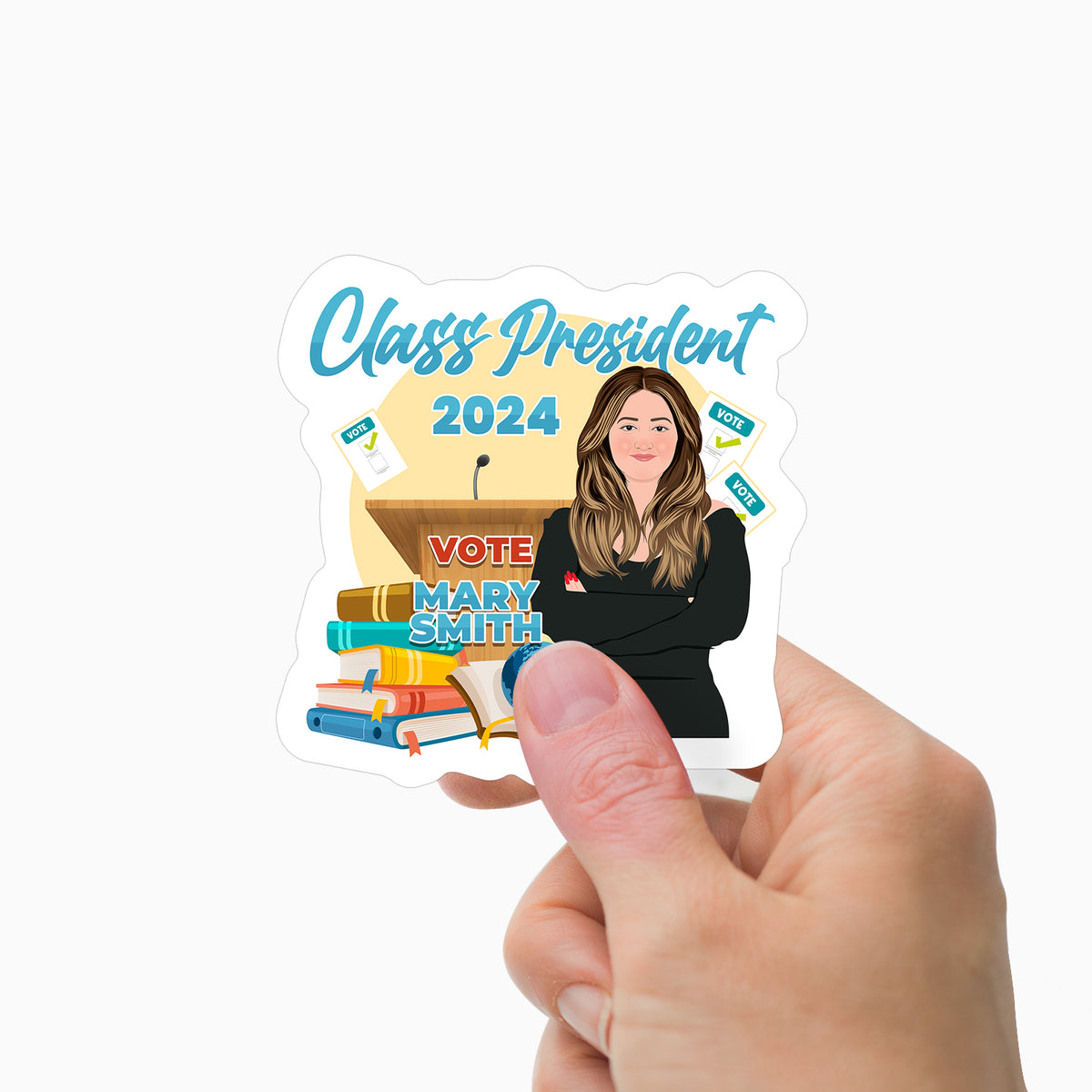 Vote for Class President Sticker Personalized – Personalized Drawing Gifts