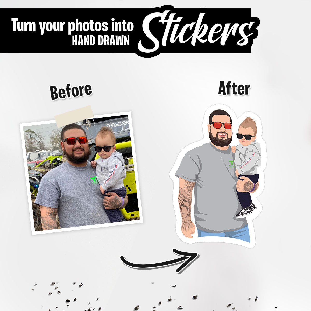 Custom Father and Son Stickers – Personalized Drawing Gifts