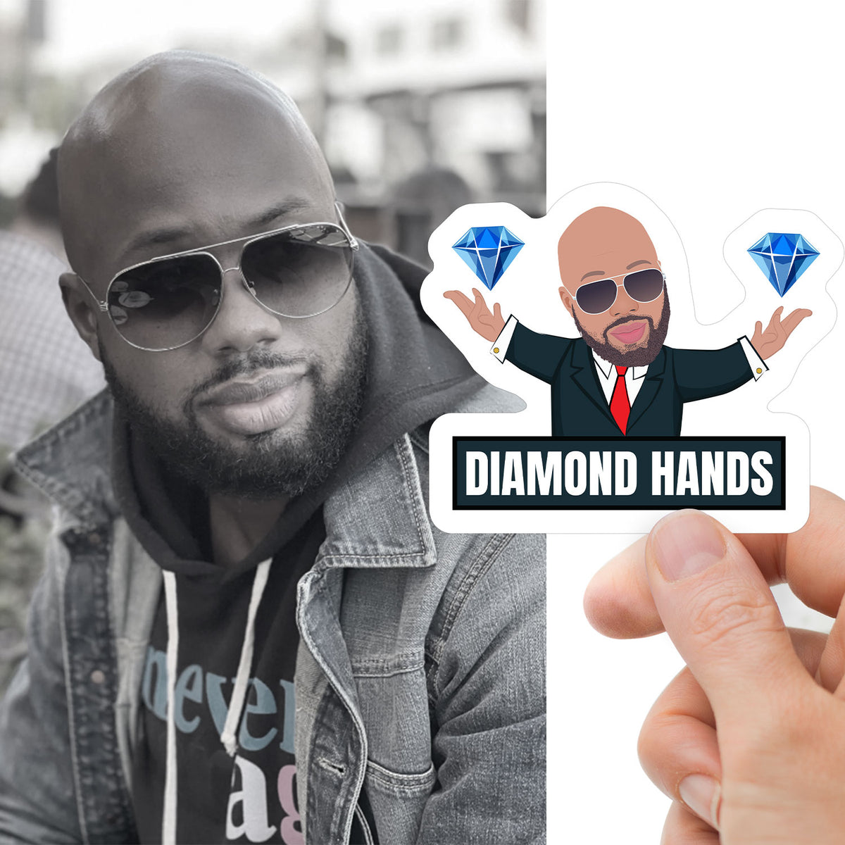 Custom Diamond Hand WSB Stickers – Personalized Drawing Gifts