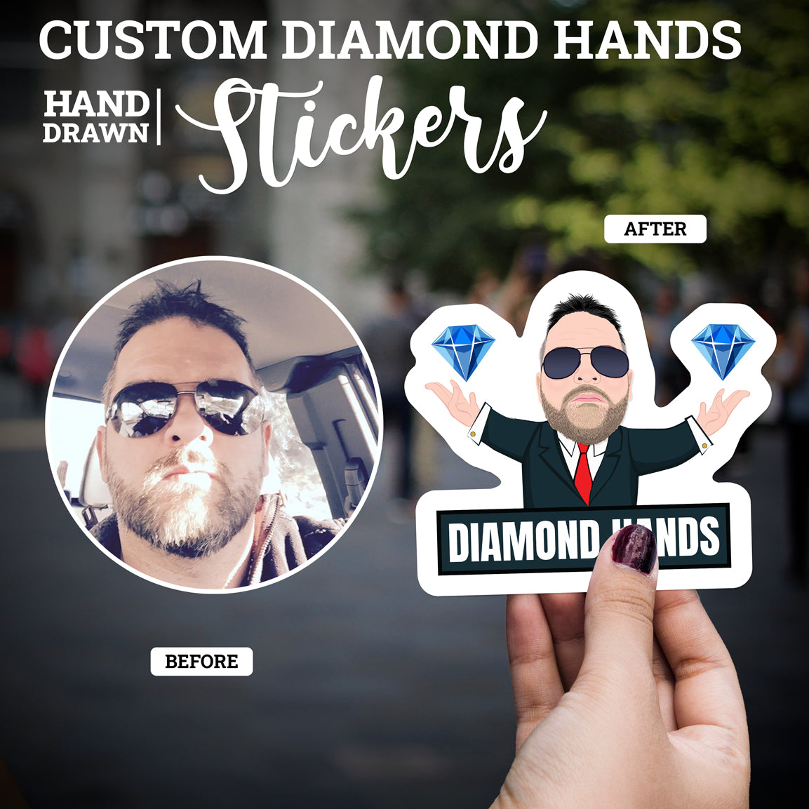 Custom Diamond Hand WSB Stickers – Personalized Drawing Gifts