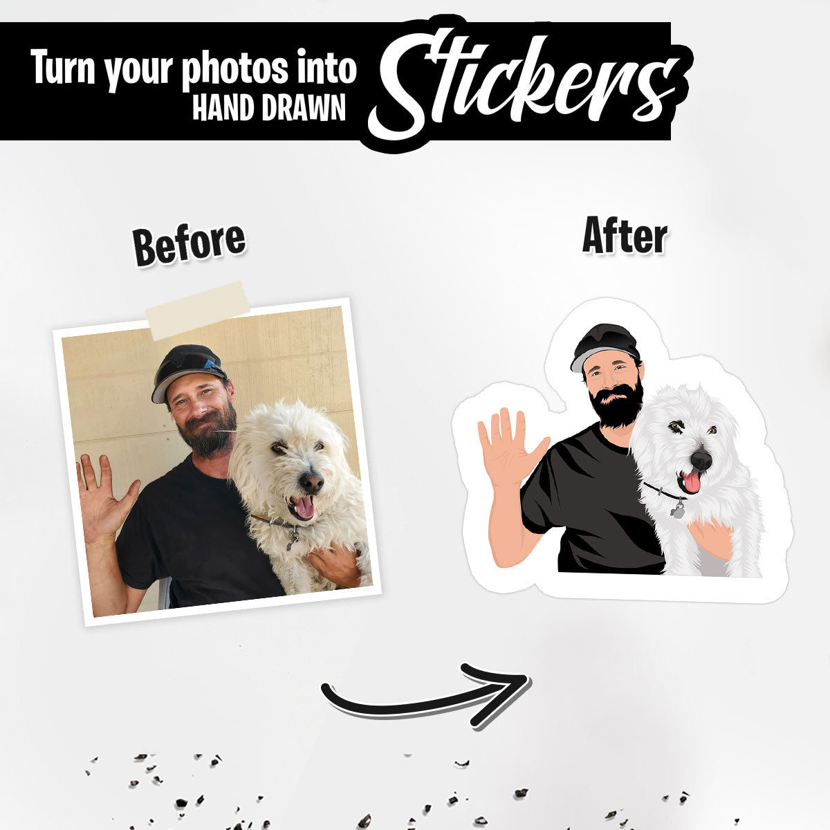 Custom Dog & Owner Stickers – Personalized Drawing Gifts